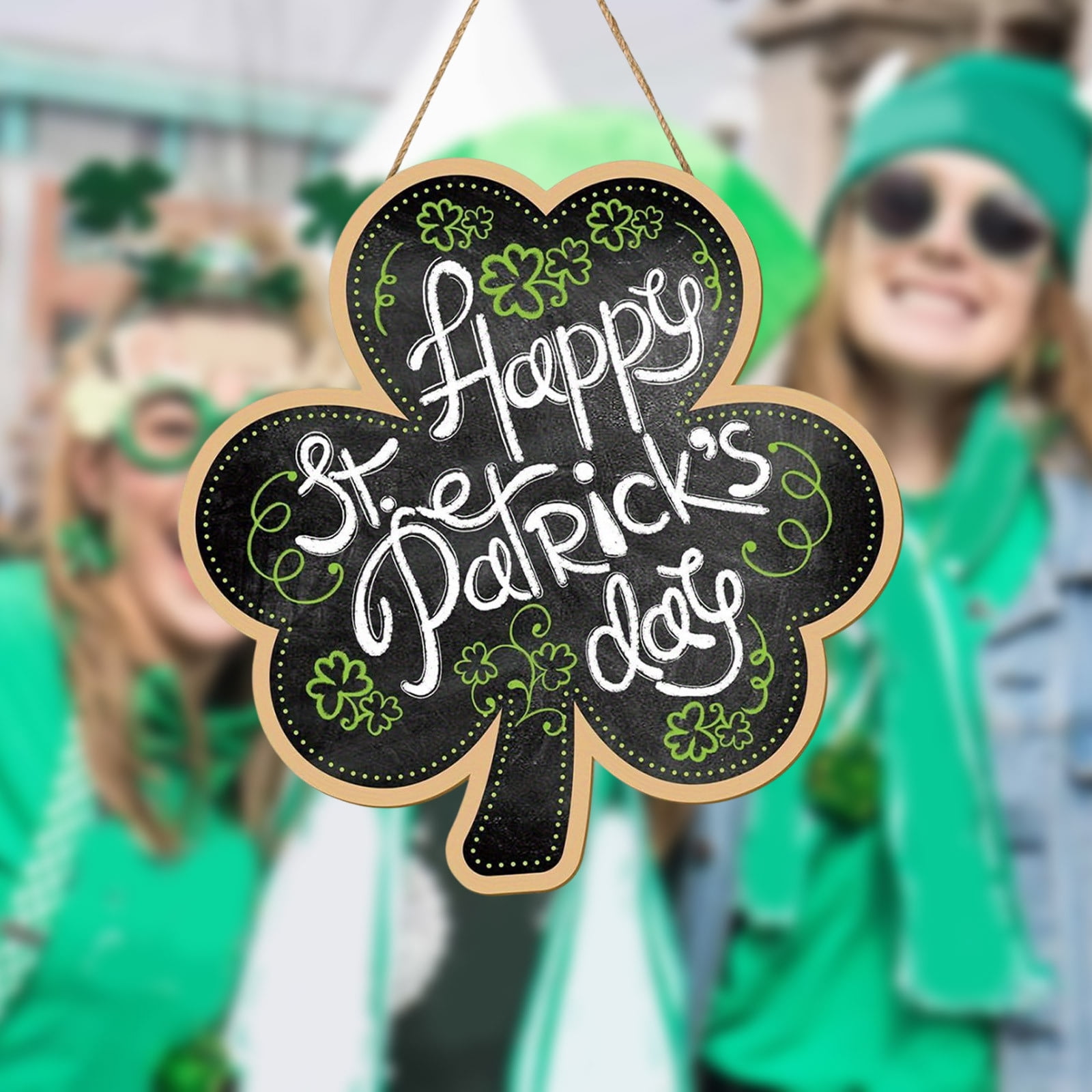 Danieerclosy Happy St. Patrick's Day Wooden Sign - Shamrock-Themed Wall ...