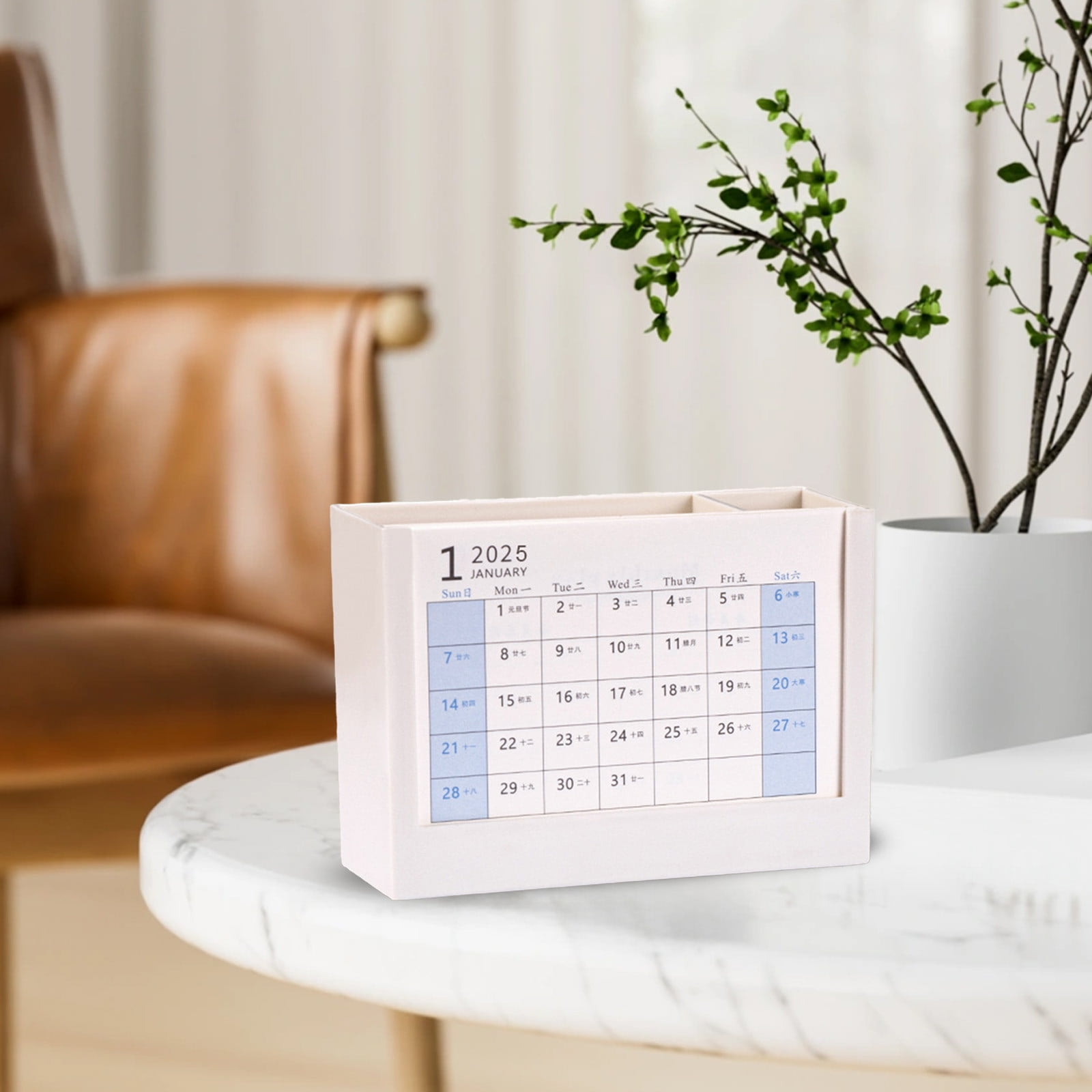 Danieerclosy Organizing, Two in One Pen Holders with 2025 Desk Calendar ...