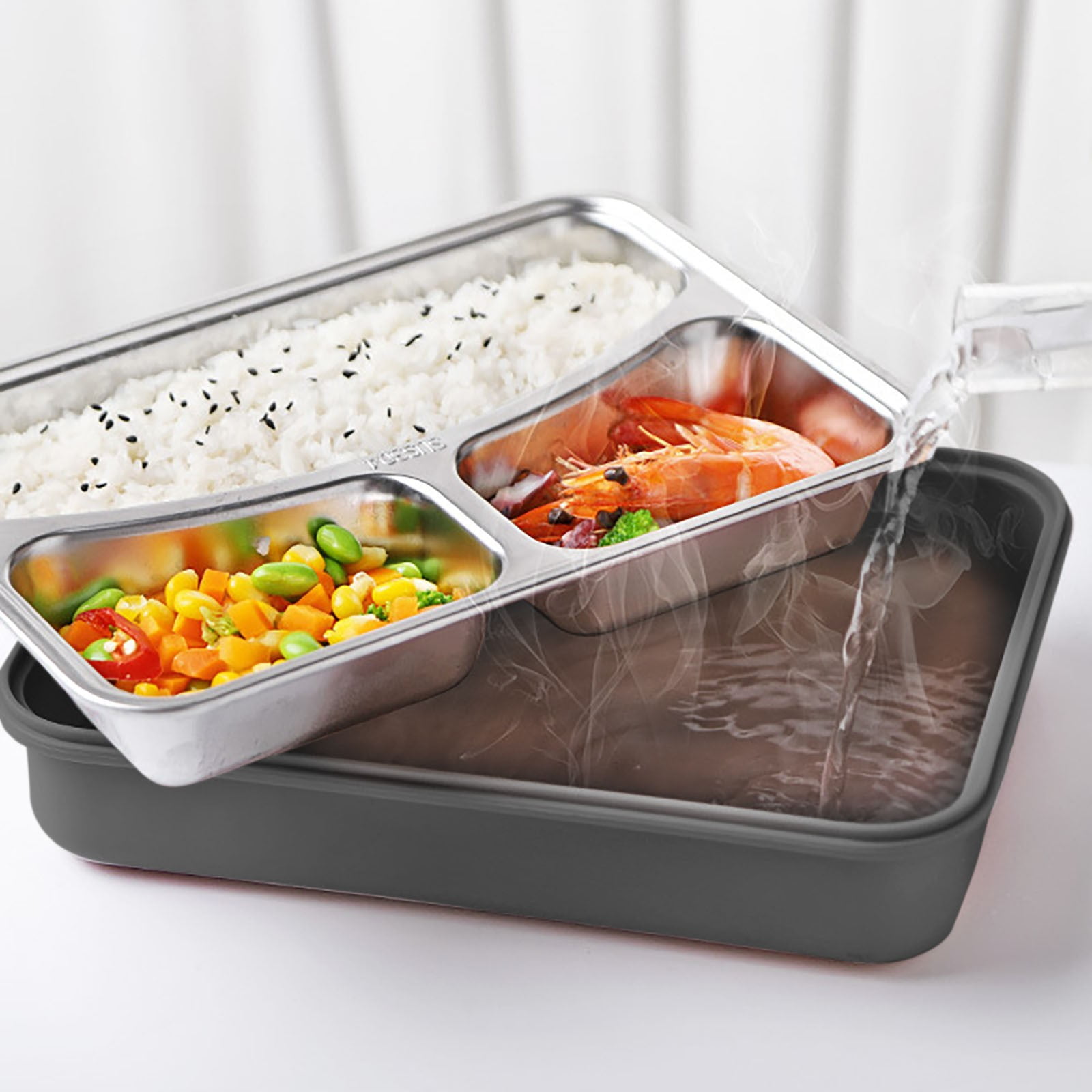 Danieerclosy Portable Compartment Lunch Box Stainless Steel Student ...