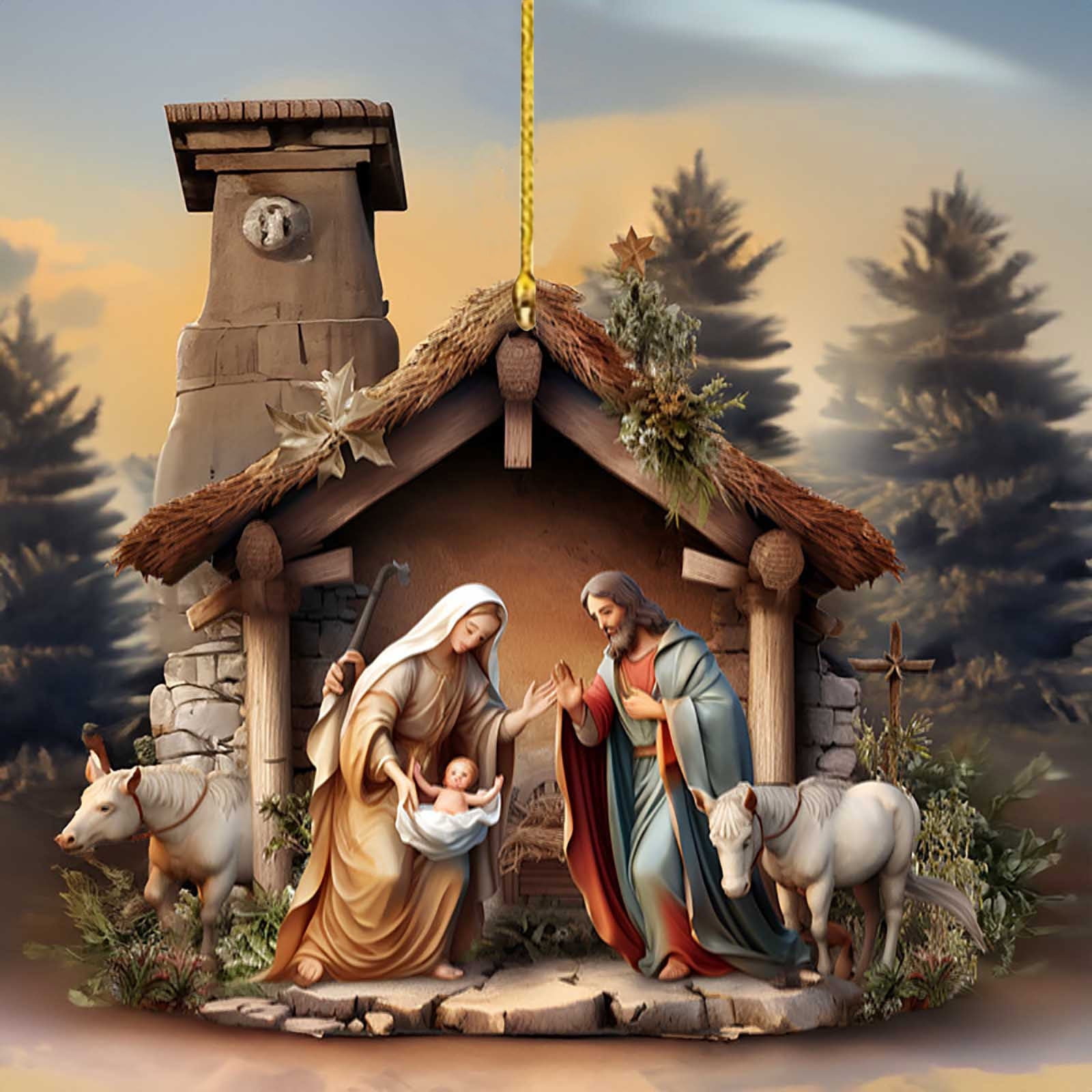 Danieerclosy Unique Nativity Ornaments Sublimation for Christmas, Mary ...