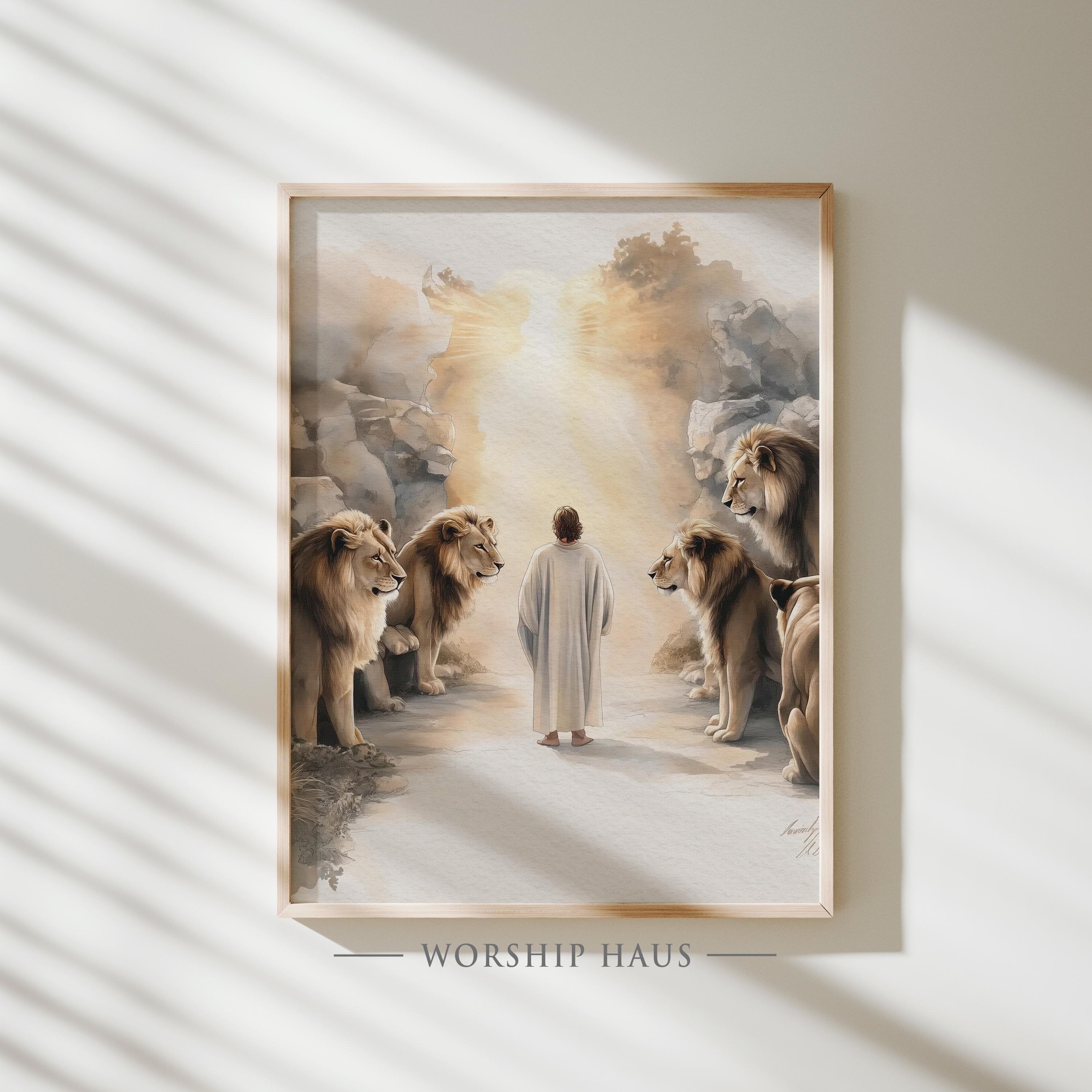 Daniel In The Lion’S Den Christian Art Print Powerful Bible Scene ...