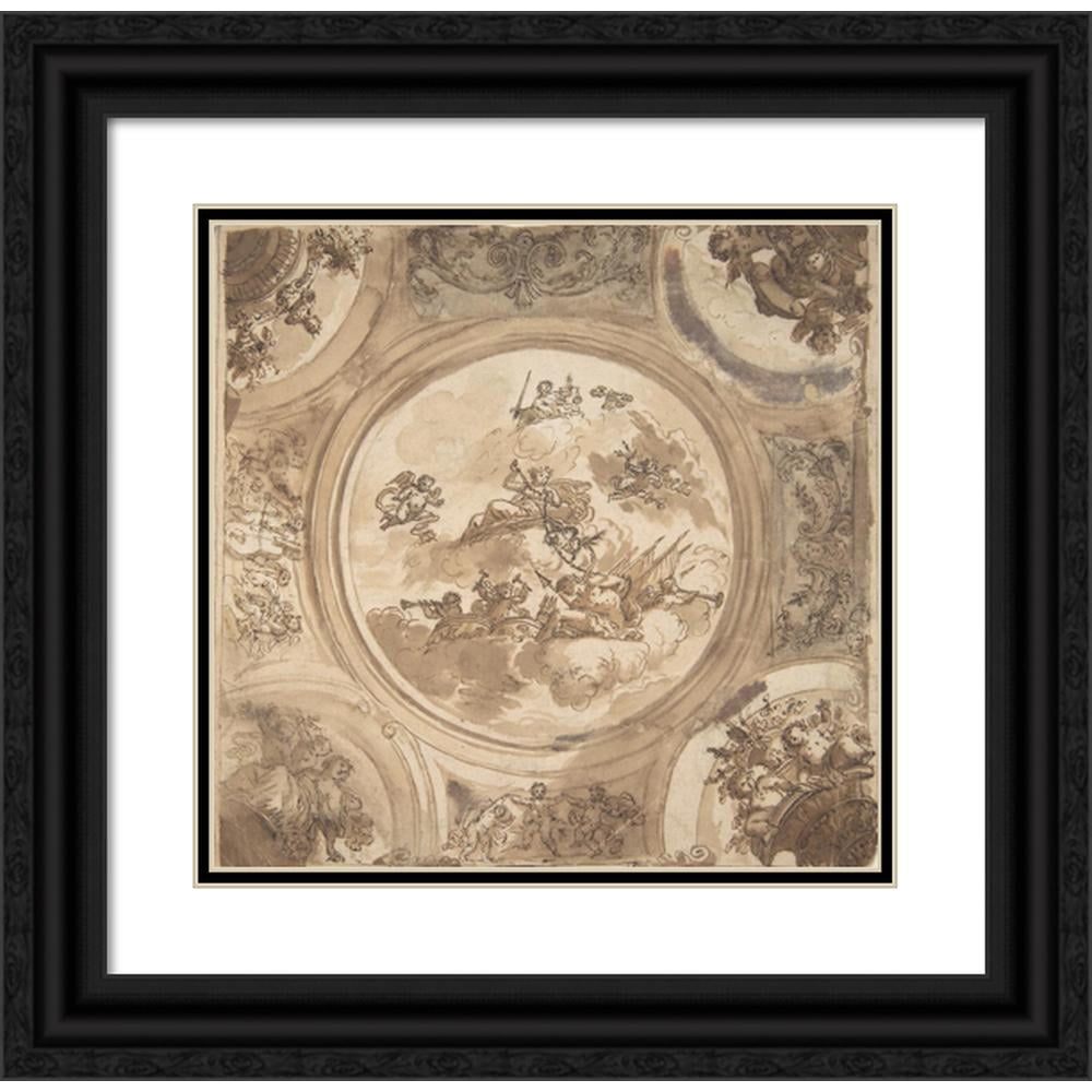 Daniel Marot the Elder 15x15 Black Ornate Wood Framed Double Matted ...