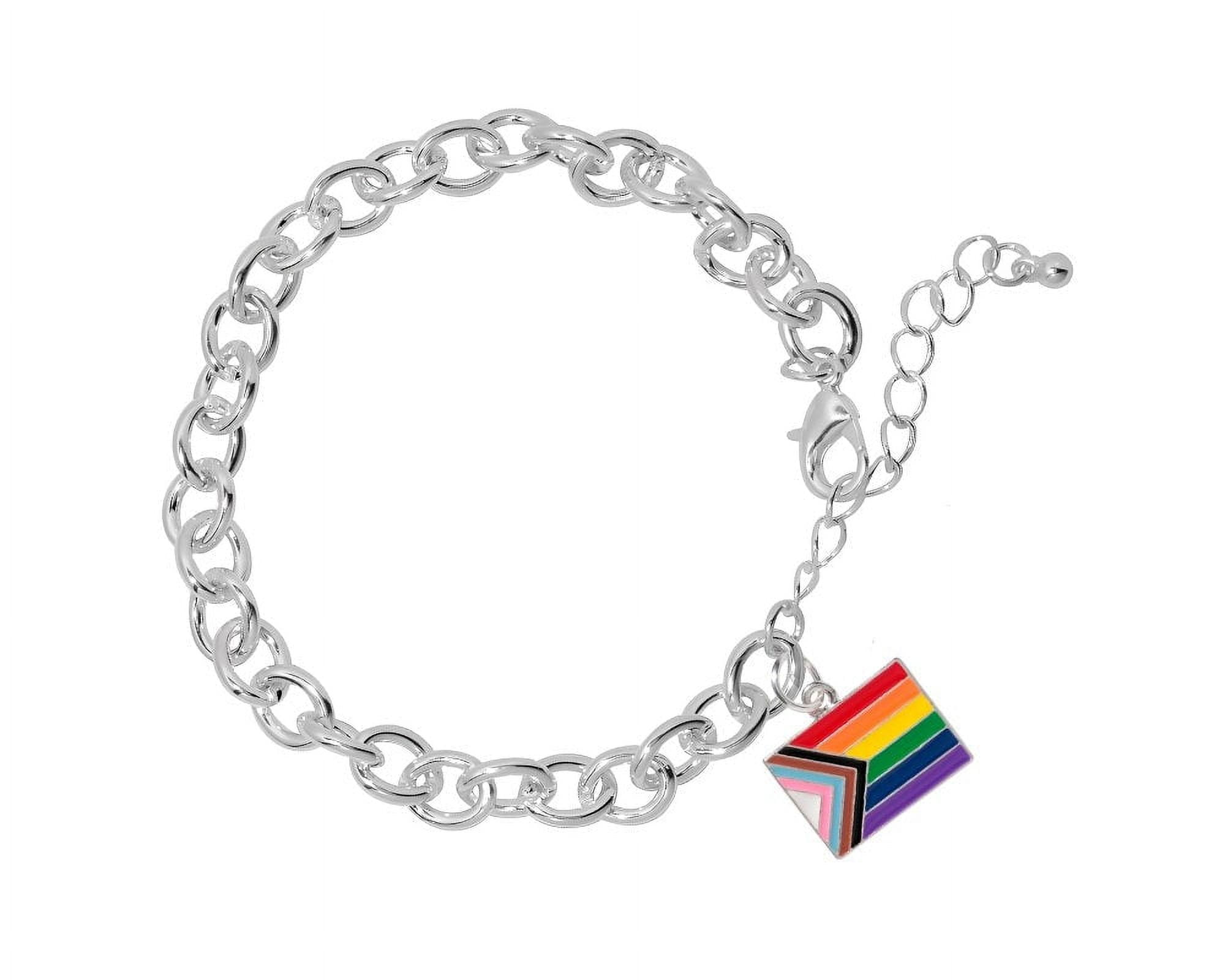 Daniel Quasar Progress Pride Flag Chunky Charm Bracelets - Walmart.com