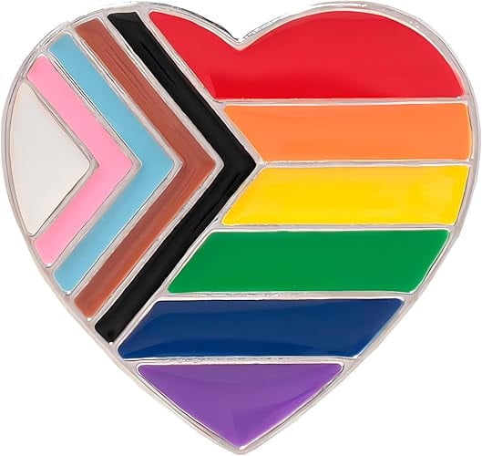 The Awareness Company Silicone Pride Heart Button Pins, Multicolor, 5 ...