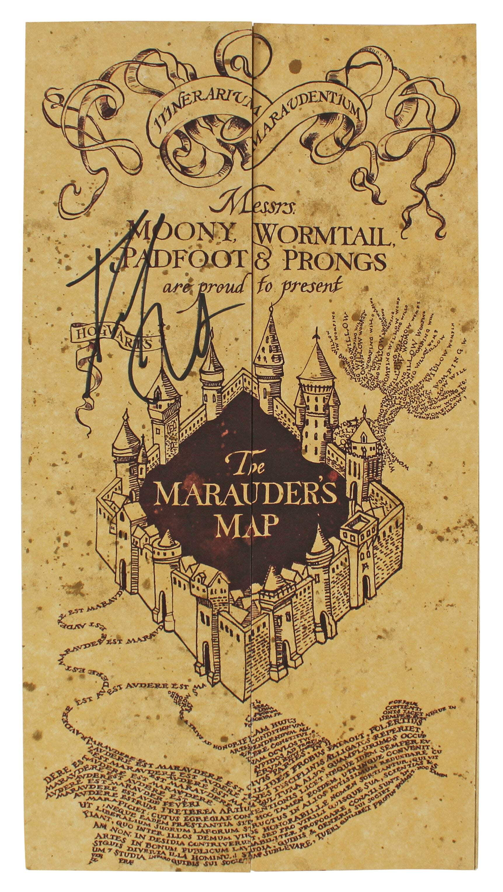 Daniel Radcliffe Harry Potter Signed 8.25x16 Marauder's Map BAS # ...