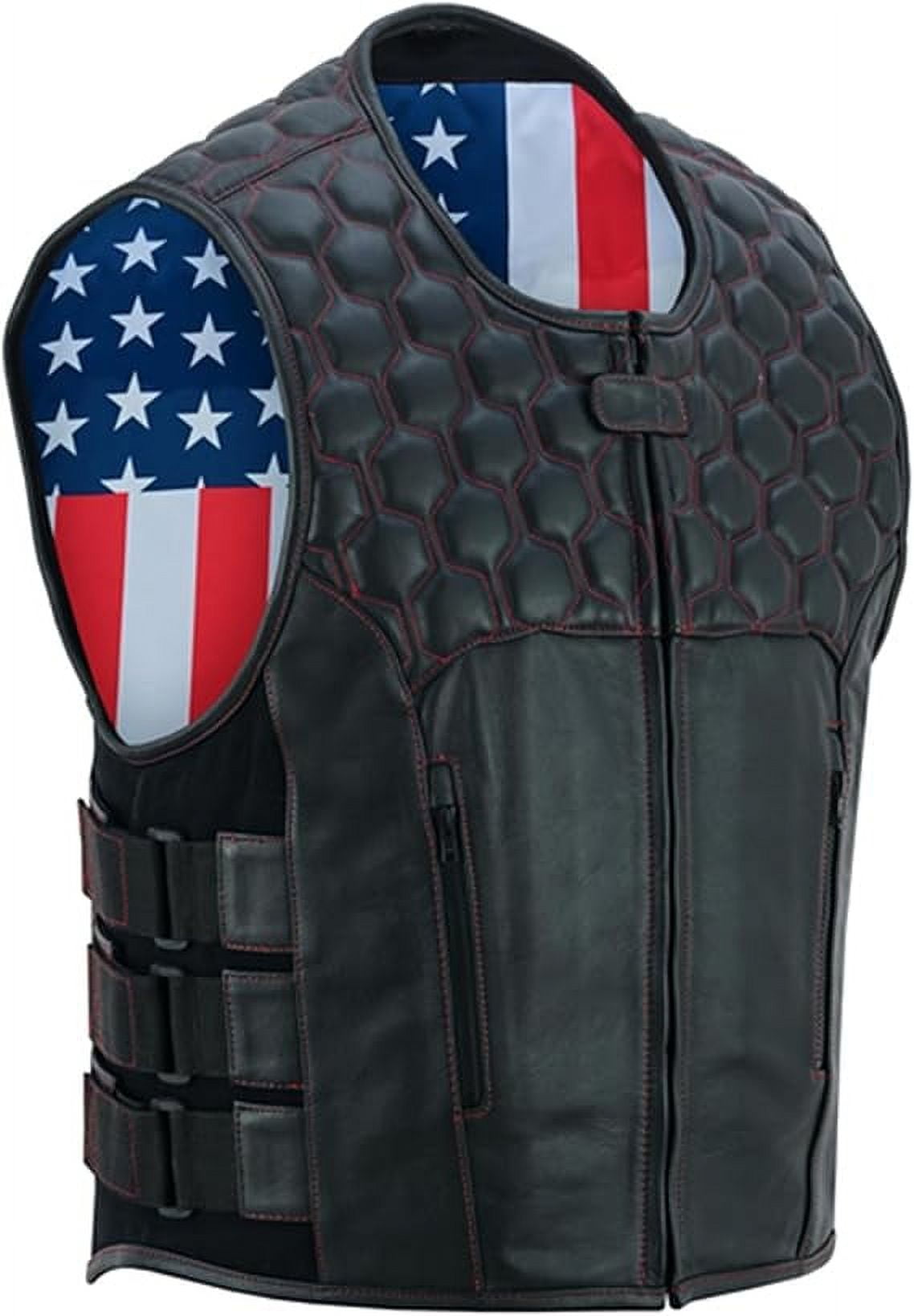 Daniel Smart Biker Swat Vest for Men Black Leather Motorcycle Vest with ...