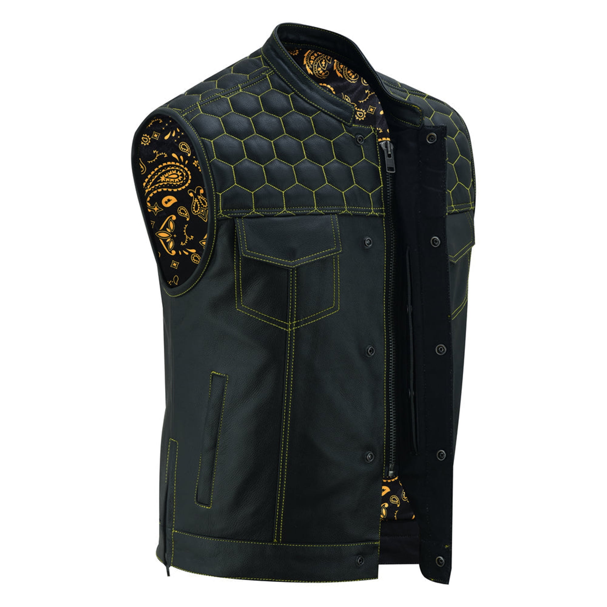 Daniel Smart Biker Vest for Men Cowhide Black Leather Motorcycle Vest ...