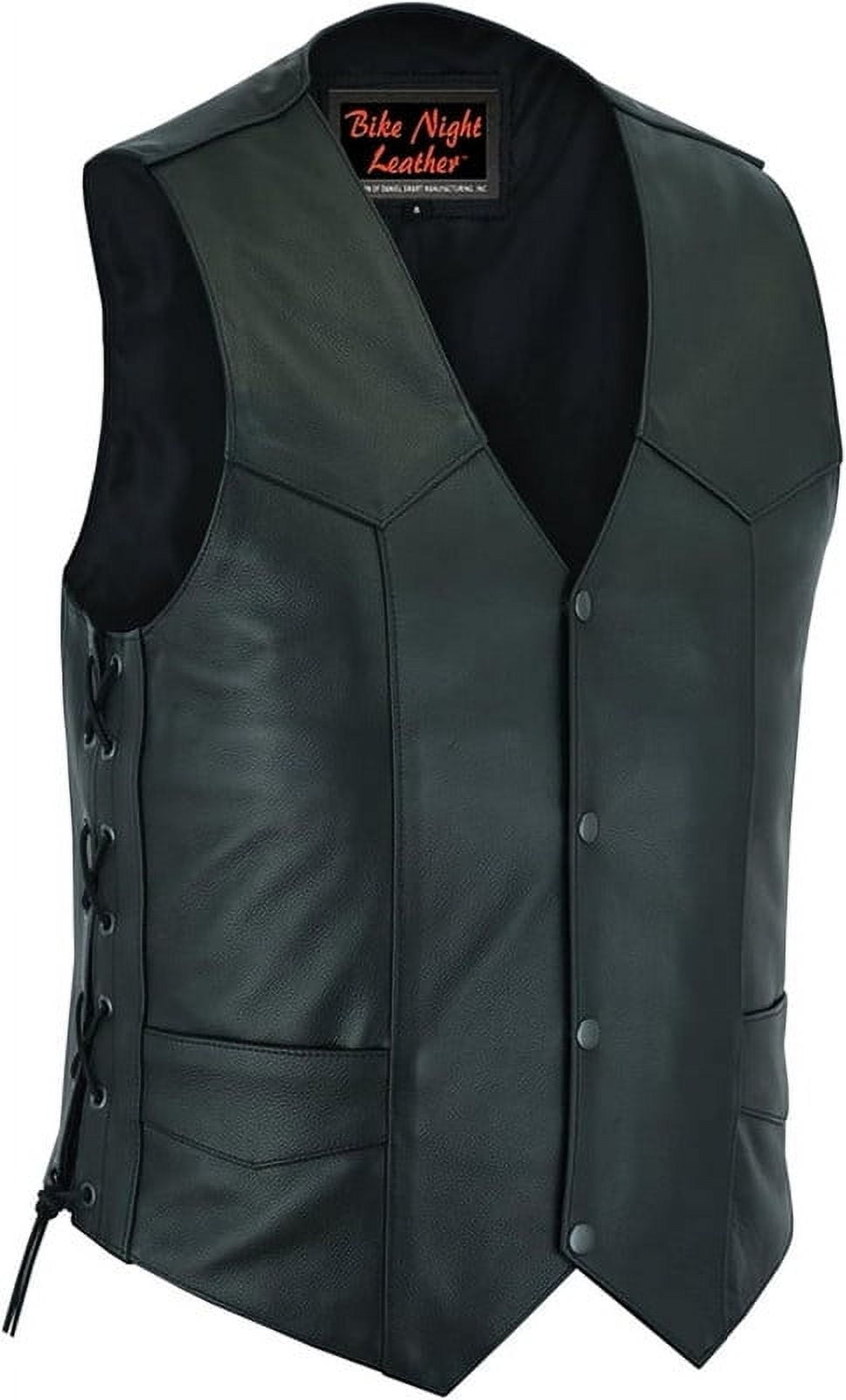 Daniel Smart Biker Vest for Men Economy Cowhide Black Motorcycle Vest ...