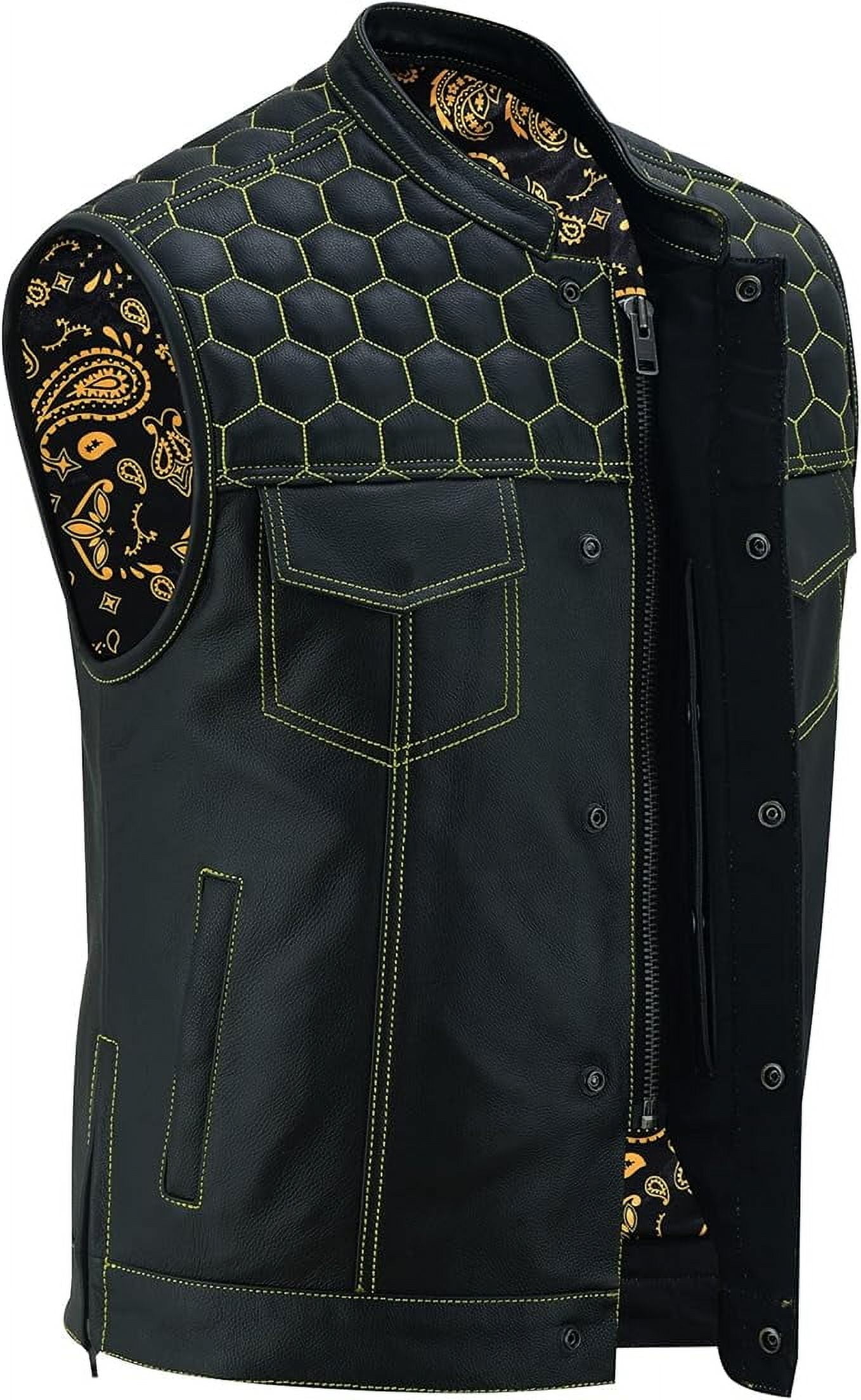 Daniel Smart Biker Vest for Men Premium Cowhide Black Leather ...