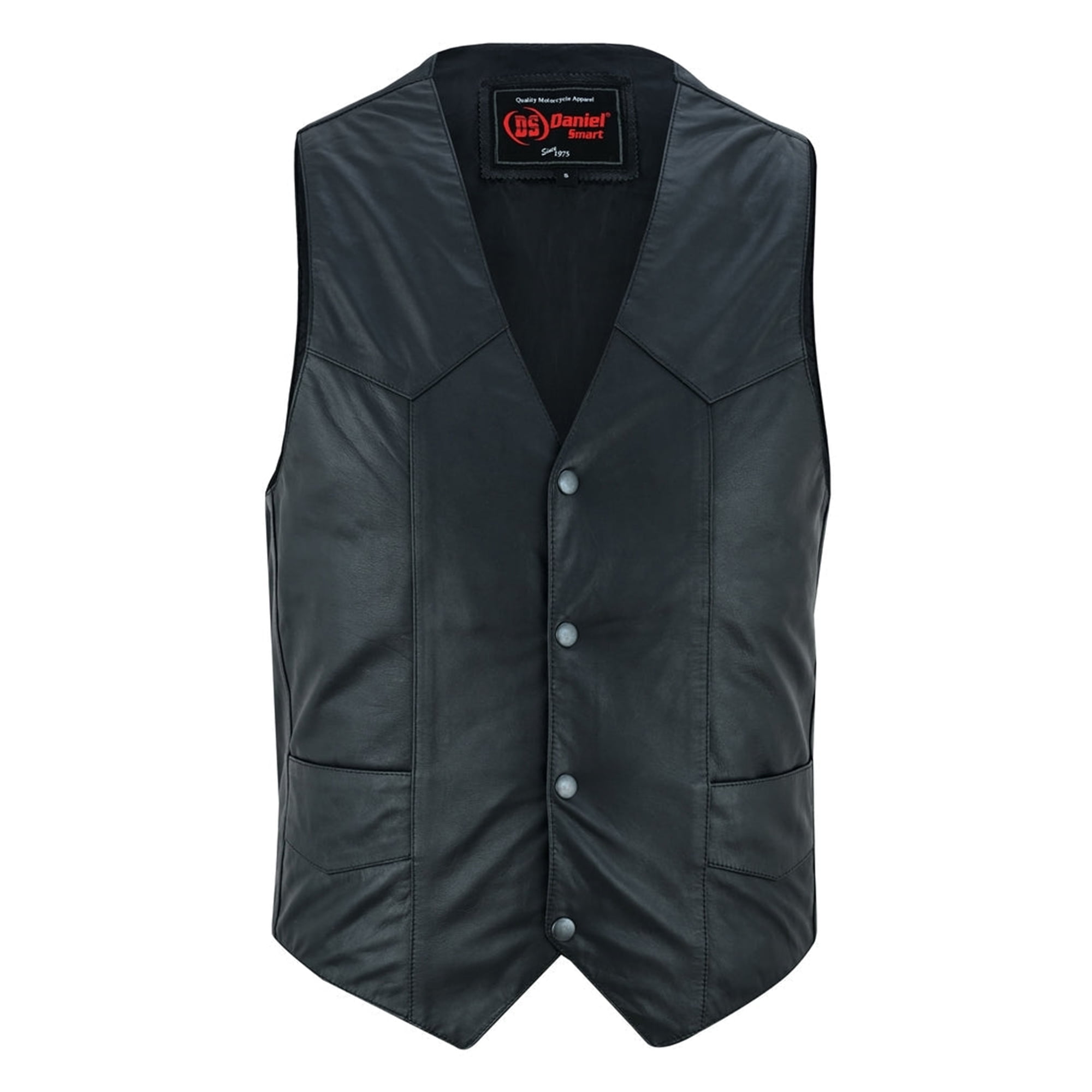 Daniel Smart Biker Vest for Men Premium Goat Leather Motorcycle Vest ...