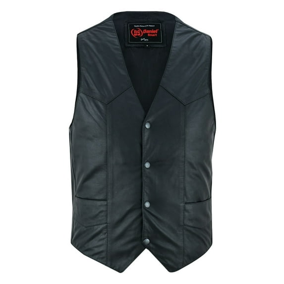 Daniel Smart Biker Vest for Men Premium Goat Leather Motorcycle Vest ...