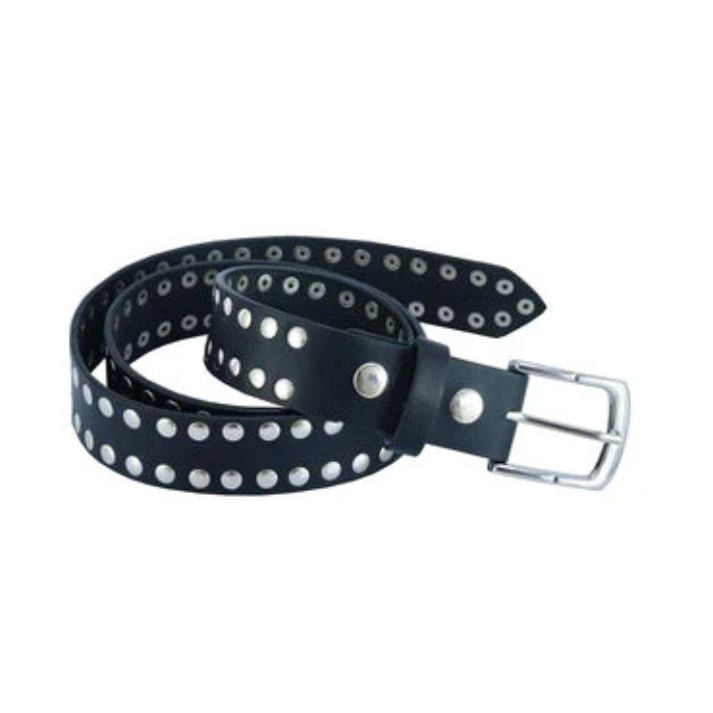 Daniel Smart Black Studded Leather Belt for Men - Wide Biker Belt ...