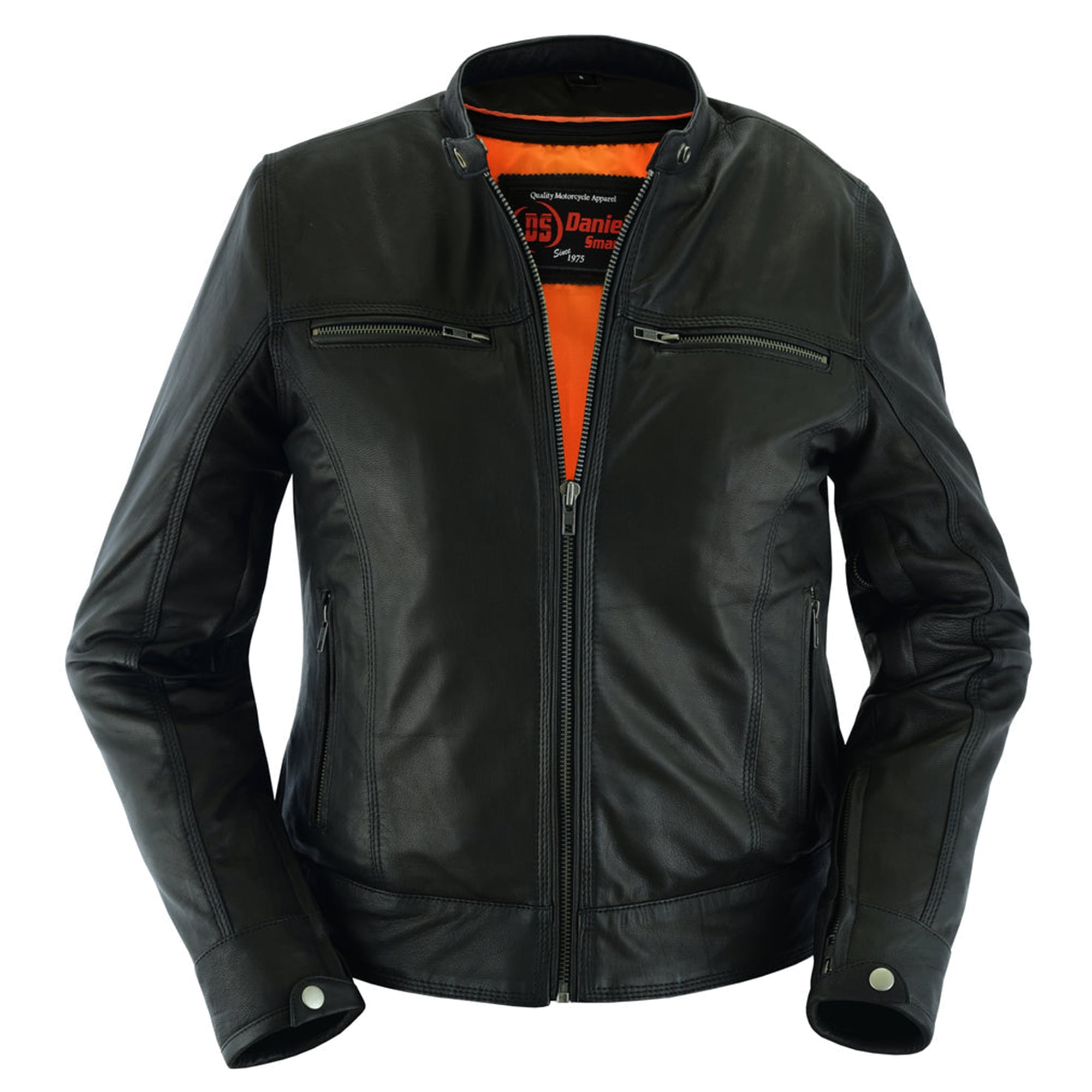 Daniel Smart Classic Motorcycle Jacket for Women Goatskin Biker Leather ...