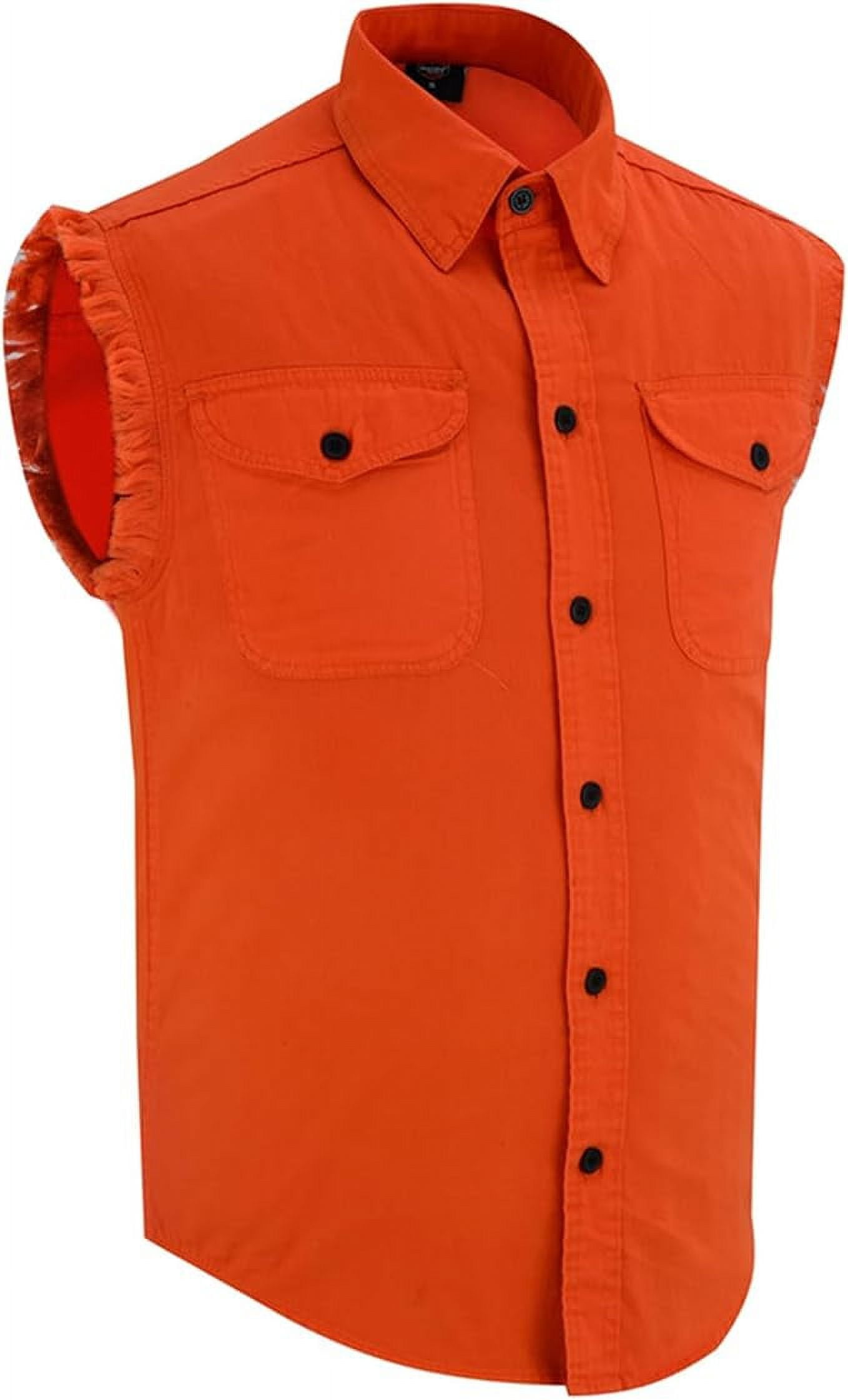 Daniel Smart Cotton Denim Sleeveless Frayed Button Down Shirts for Men ...