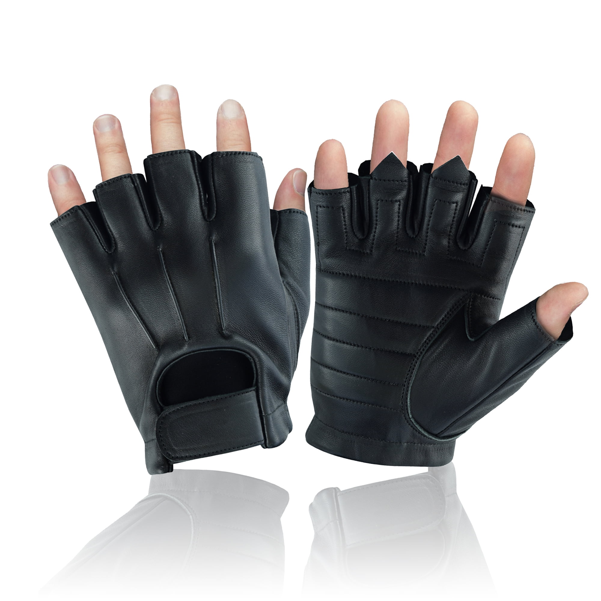 Daniel Smart Deerskin Leather Gloves – Black Fingerless Motorcycle ...