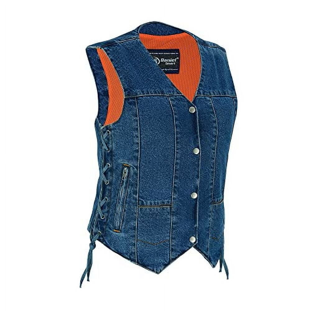 Daniel Smart Denim Vest for Women Premium Jean Vest with Side Laces ...