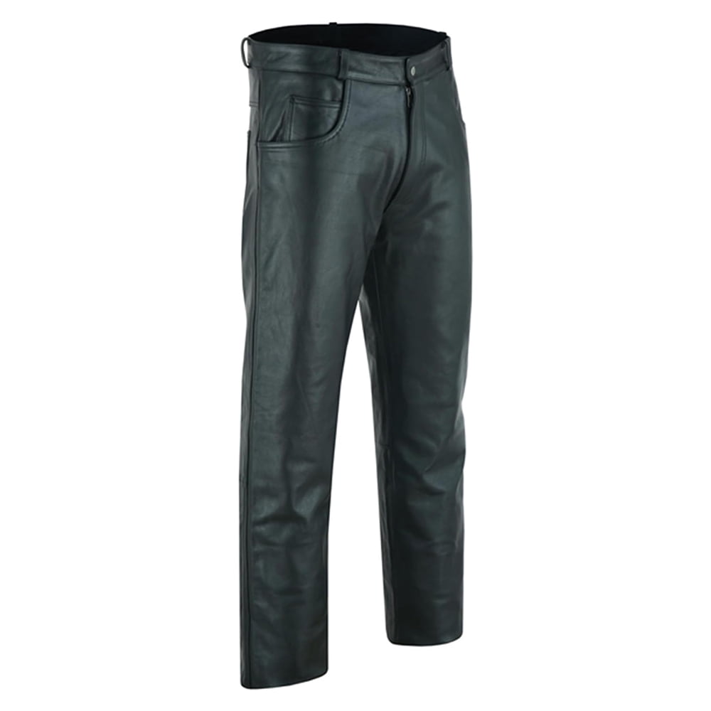 Daniel Smart Men Classic Biker Leather Pant – Black Casual Motorcycle ...