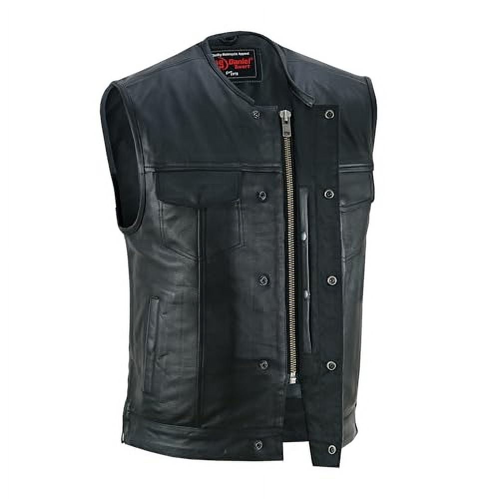 Daniel Smart Men leather vest Cowhide Motorcycle Leather Vest - Walmart.com
