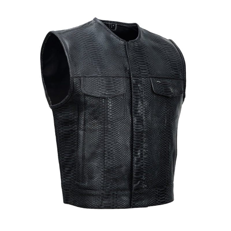 Daniel Smart Men’s Crocodile Pattern Leather Biker Vest – Club Style ...