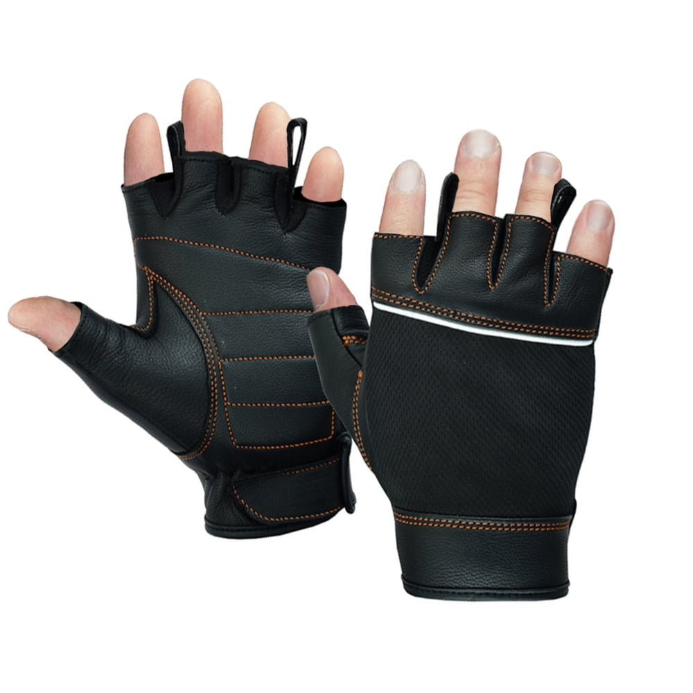 Daniel Smart Men’s Motorcycle Fingerless Leather Gloves – Aniline Goat ...