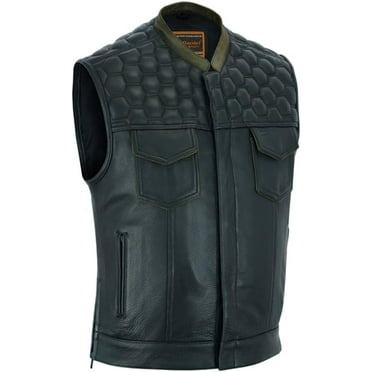 Daniel Smart S to 8XL Leather Motorcycle Vest Cowhide Biker Vest for ...