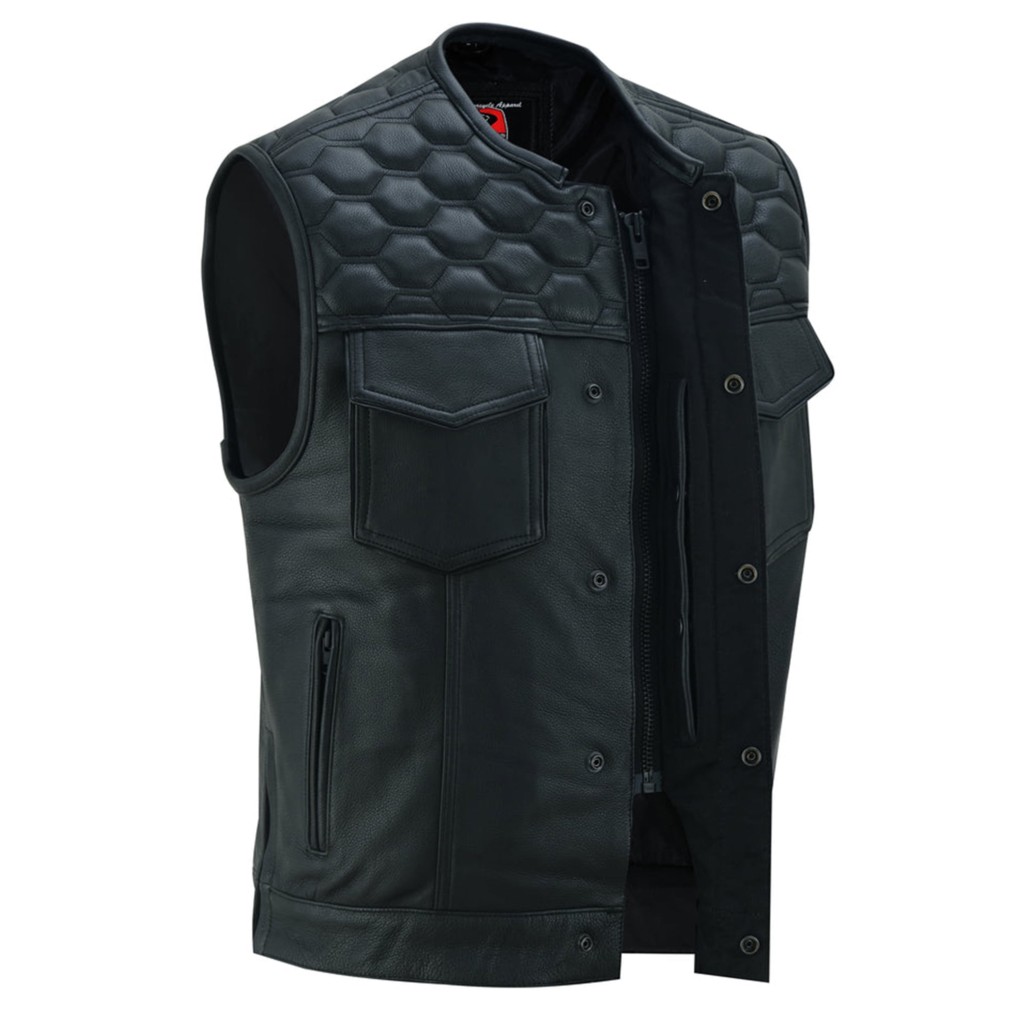 Daniel Smart Leather Motorcycle Vest Premium Cowhide Biker Vest for Men ...