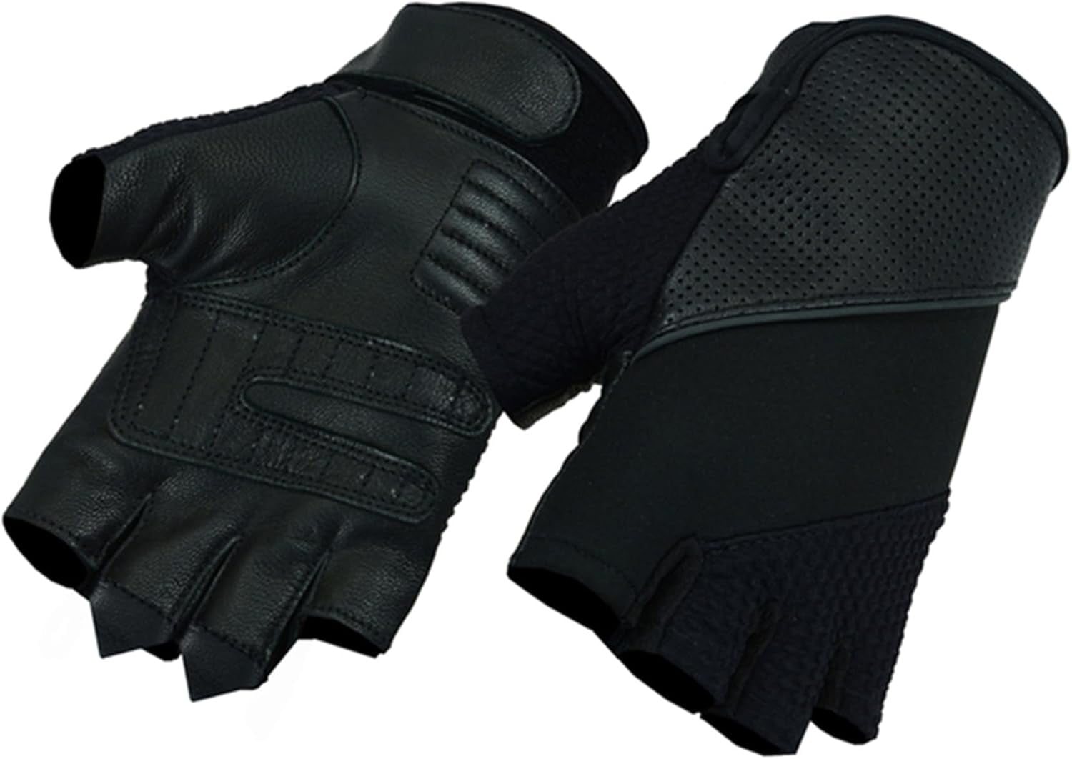 Daniel Smart Men’s Textile & Leather Gloves – Fingerless Motorcycle ...
