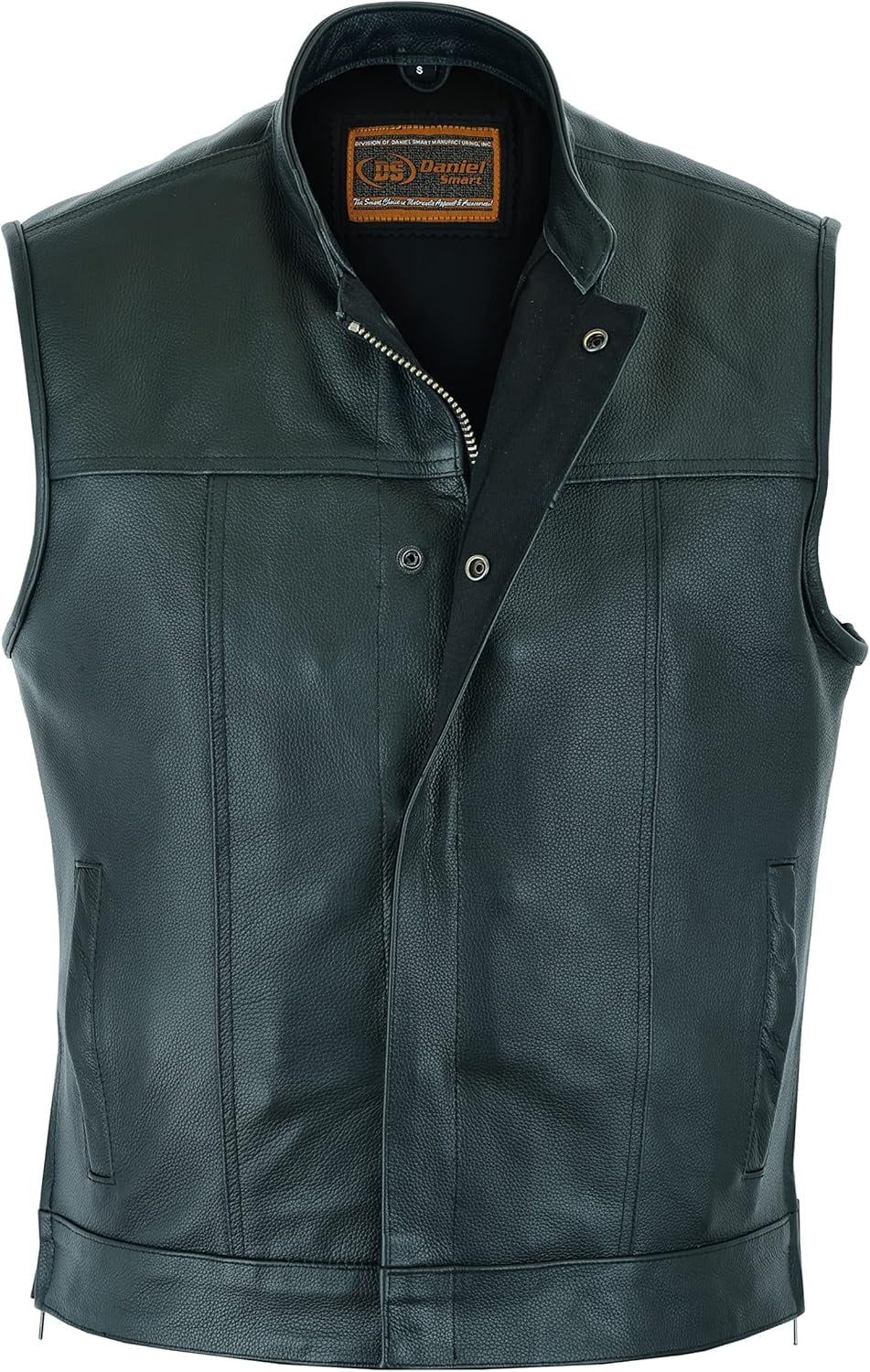 Daniel Smart Men’s leather Vest - Premium Cowhide Motorcycle Leather Vest with Unique Scoop ...