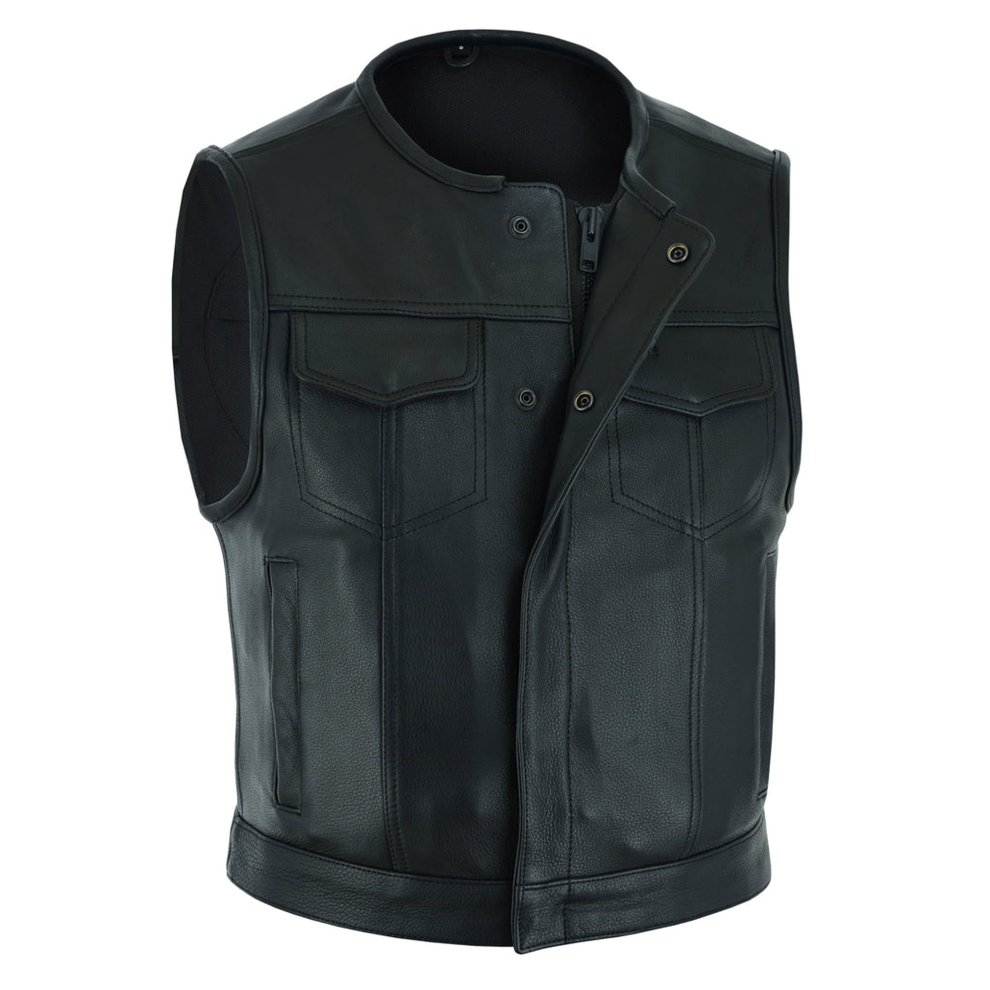 Daniel Smart Men’s leather Vest - Unique All Black Design Leather Vest ...