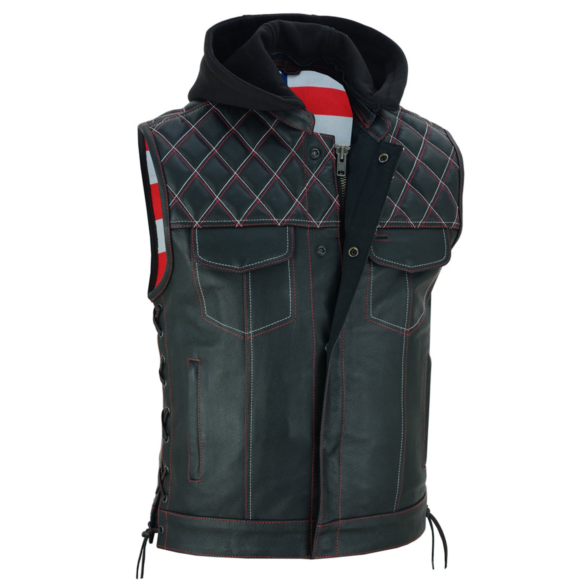 Daniel Smart Leather Motorcycle Vest Premium Cowhide Biker Vest for Men ...
