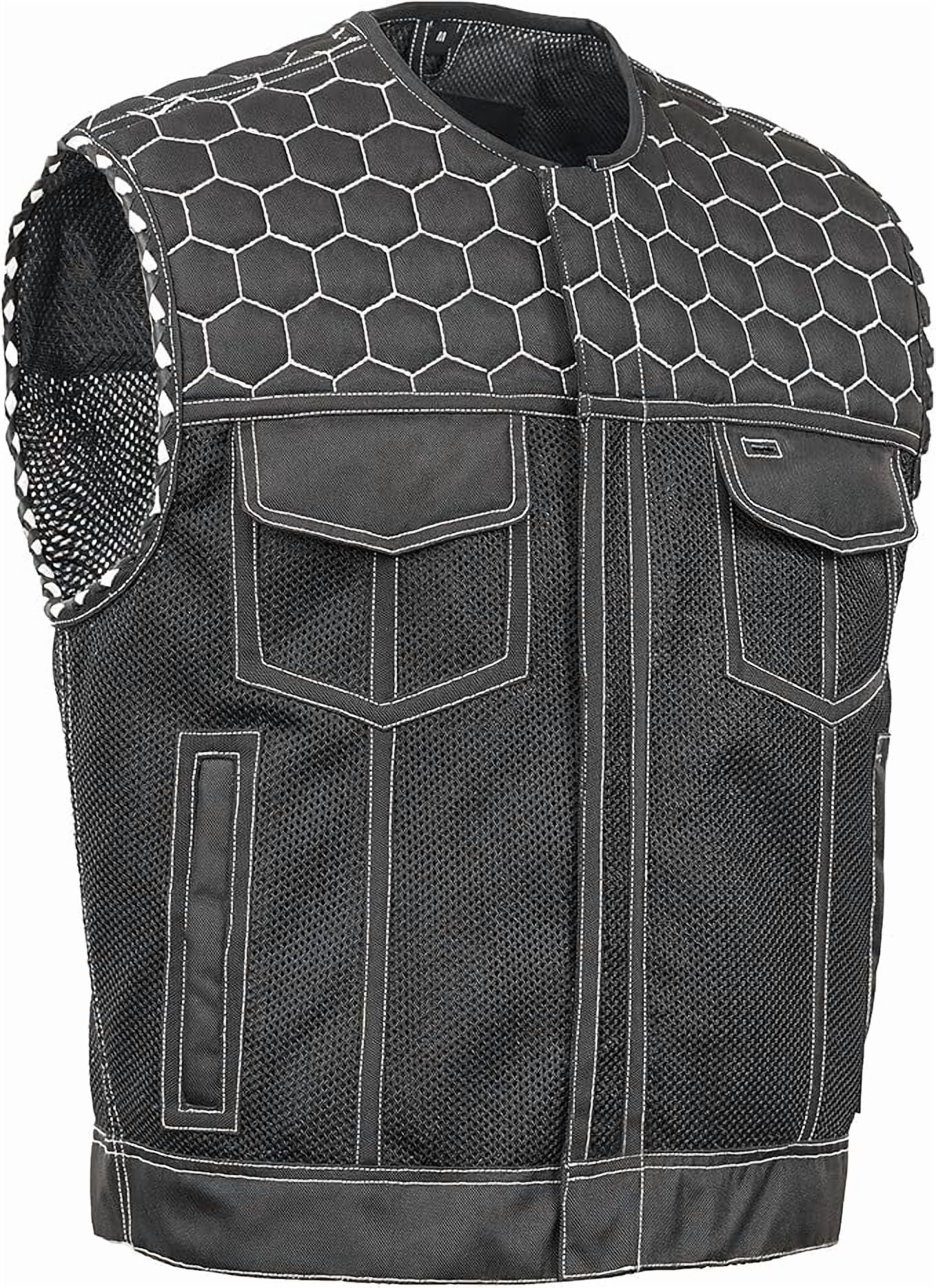 Daniel Smart Men’s Textile Motorcycle Vest – Black Biker Vest with ...
