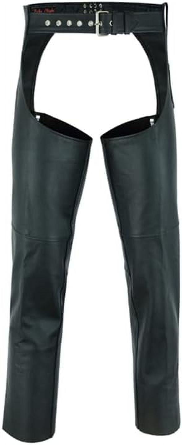 Daniel Smart Motorcycle Leather Chaps All Season Unisex Biker Assless Chaps with Customizable ...