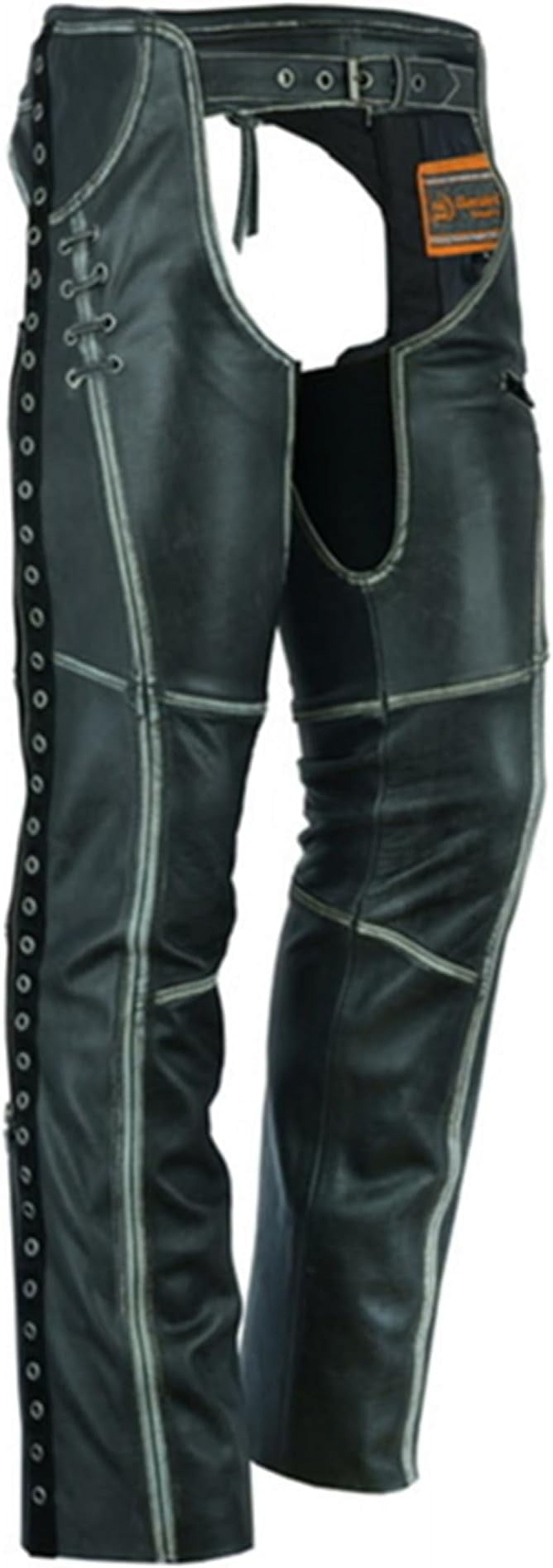 Daniel Smart Motorcycle Leather Chaps Grommet Detailing All Season ...