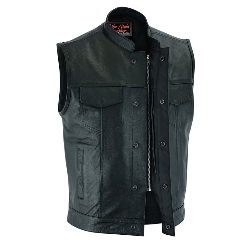 Daniel Smart S to 12XL Biker vest for Men Cowhide Black Leather ...