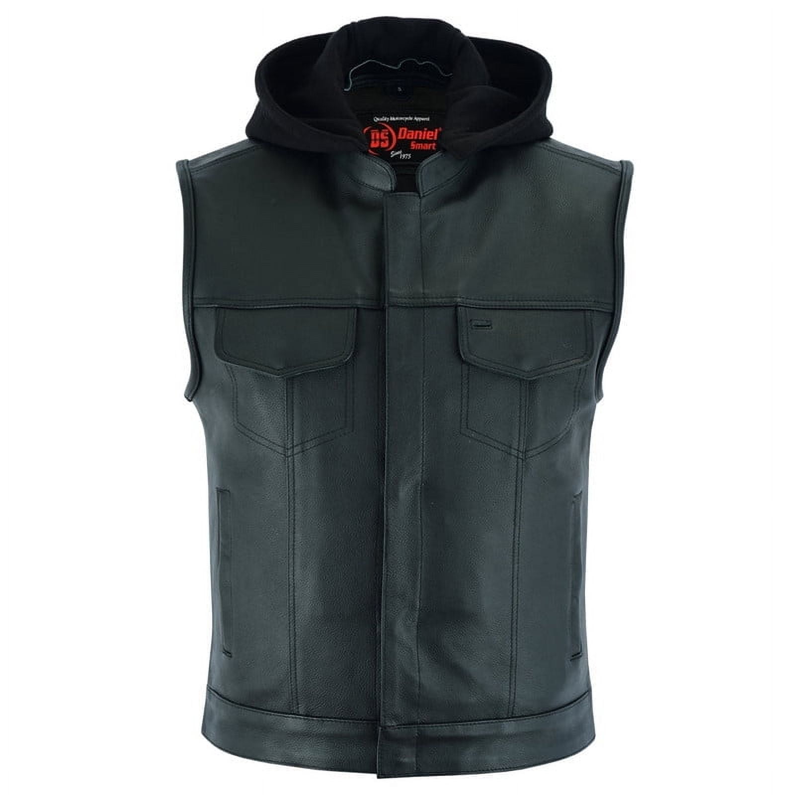 Daniel Smart S to 12XL Men Black Motorcycle Leather Vest Stylish Design ...