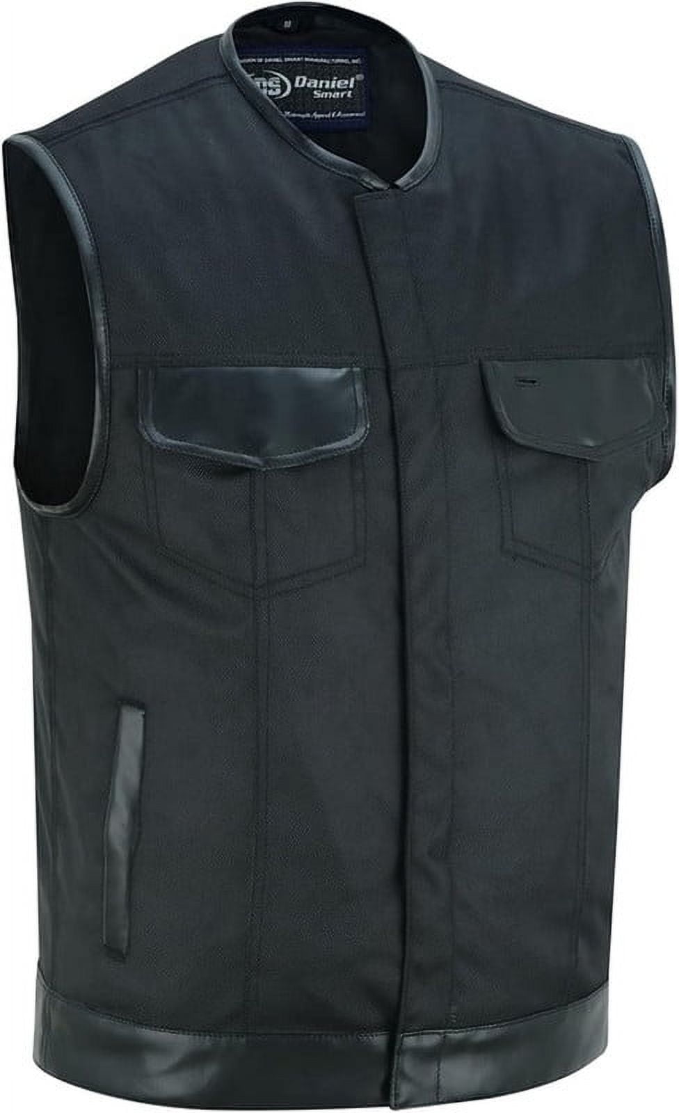 Daniel Smart S to 12XL Men Vest Black Textile with Leather Trimming ...