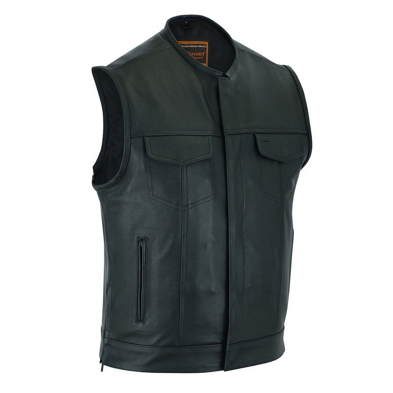 Daniel Smart S to 12XL Men’s Leather Vest Cowhide Motorcycle Leather ...