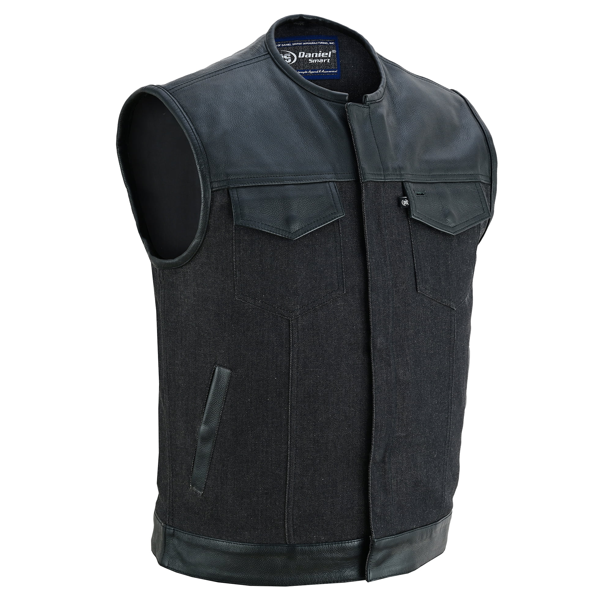 Daniel Smart S to 6XL Biker Vest for Men Unique Black Denim Vest with ...