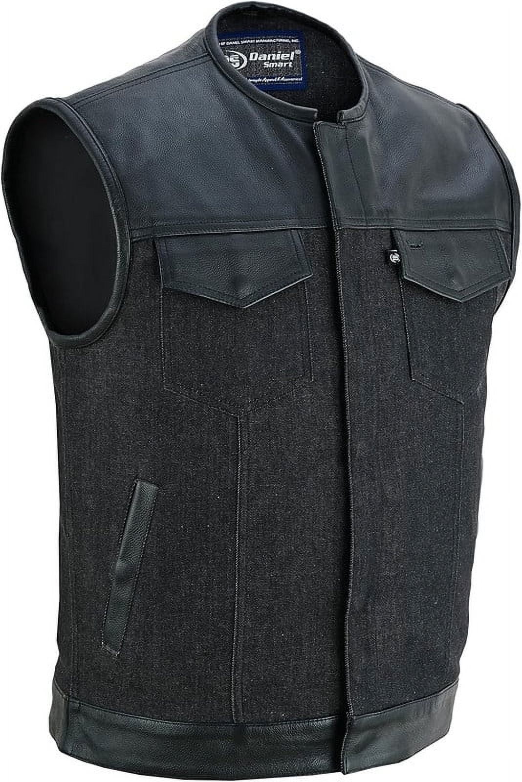 Daniel Smart S to 6XL Biker Vest for Men Unique Black Denim Vest with ...
