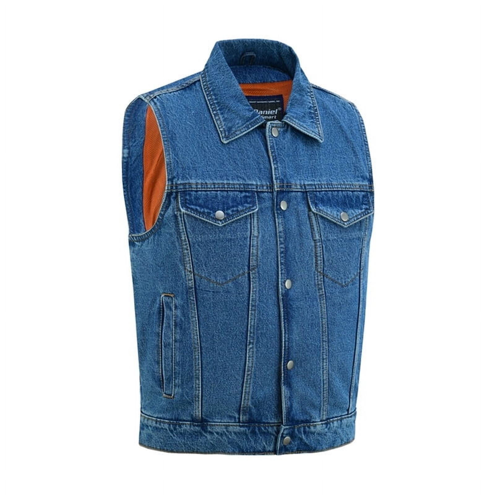 Daniel Smart S to 6XL Biker Vest for Men Unique Raw Blue Denim Vest ...