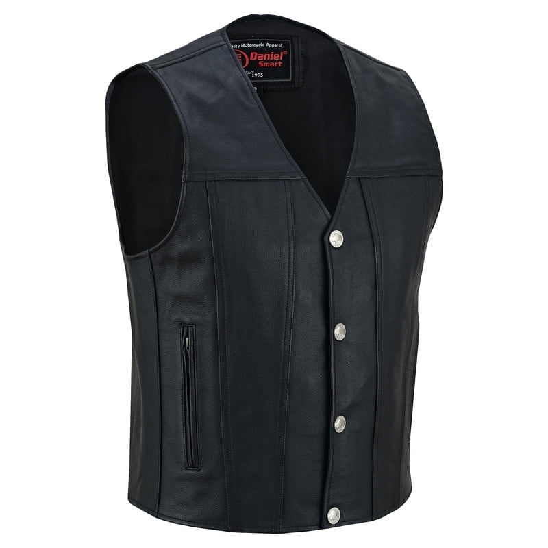 Daniel Smart S to 8XL Biker Vest for Men Premium Cowhide Leather ...