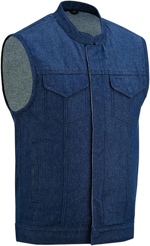 Daniel Smart S to 8XL Blue Biker Denim Vest for Men with Unique Scoop ...