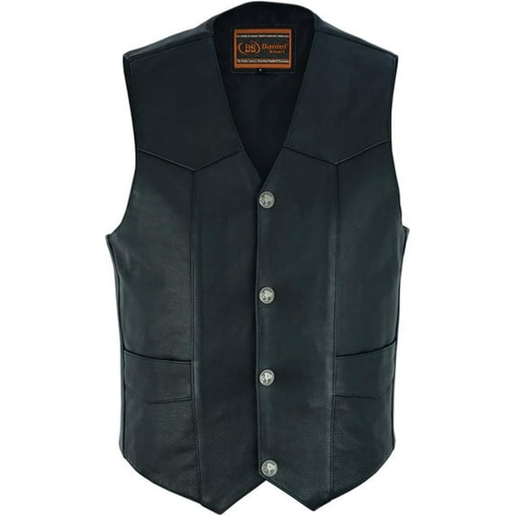 Daniel Smart S to 8XL Leather Motorcycle Vest Cowhide Biker Vest for ...