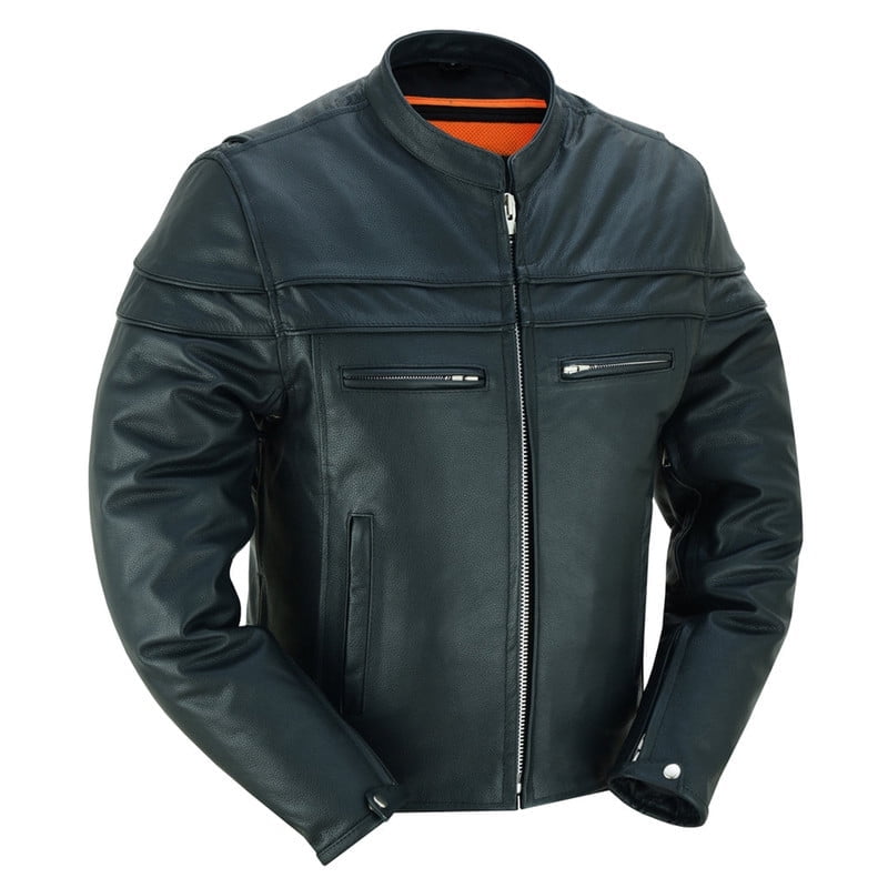 Daniel Smart S to 8XL Men Motorcycle Black Leather Jacket Mandarin ...