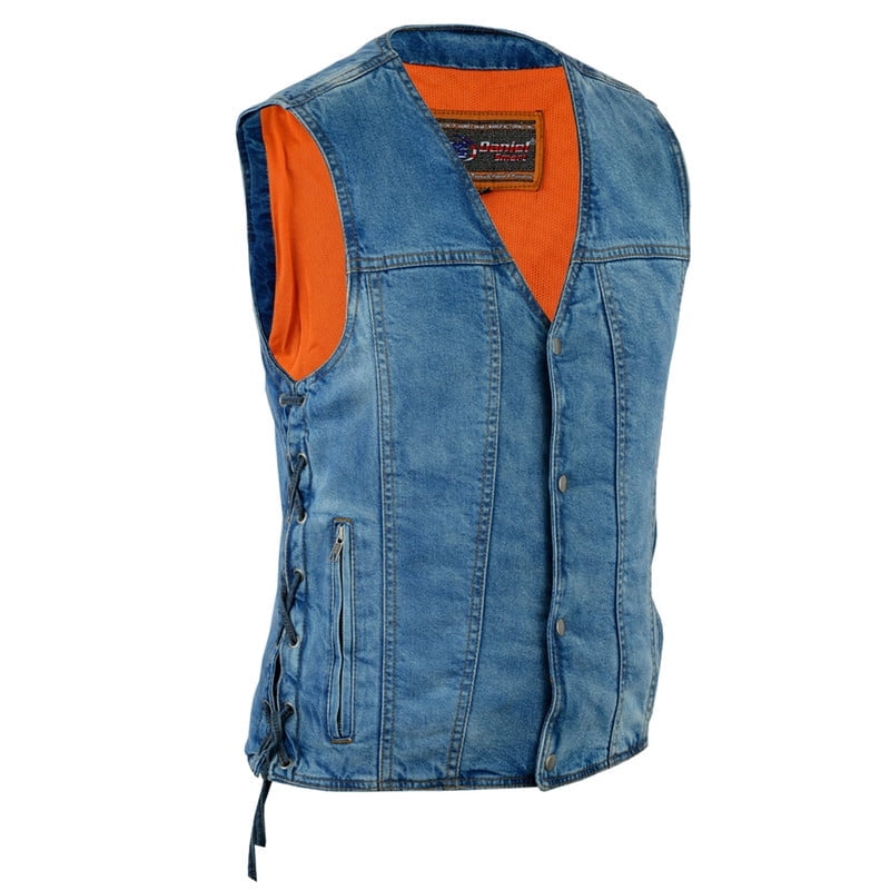 Daniel Smart S to 8XL Motorcycle Denim Blue Vest for Men with Side ...