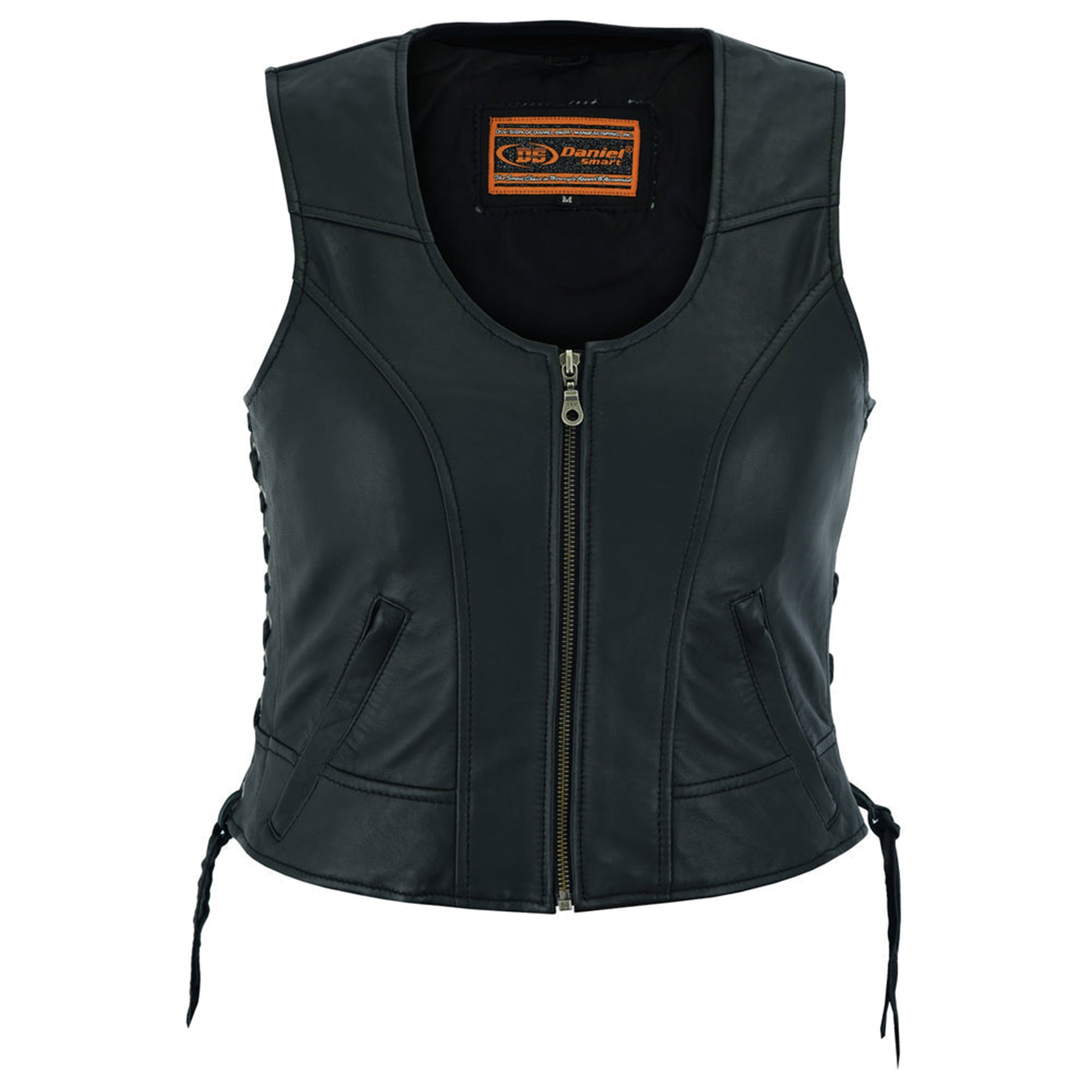 Daniel Smart Biker Vest for Women Soft Lambskin Leather Vest with Front ...