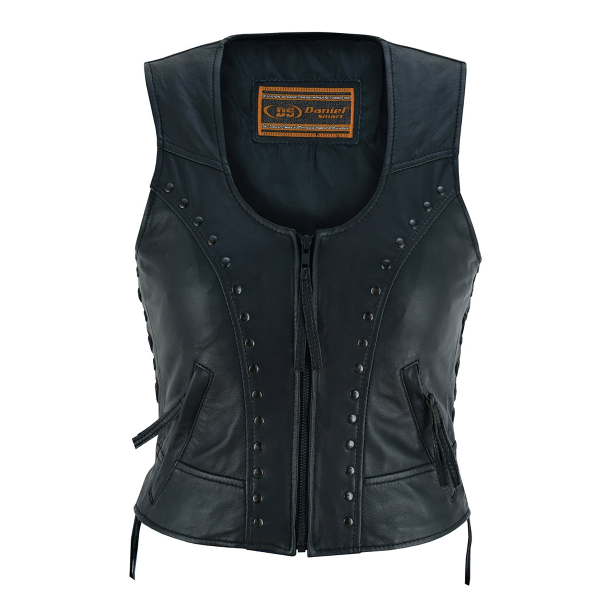 Daniel Smart Biker Vest for Women Soft Lambskin Leather Vest with Front ...