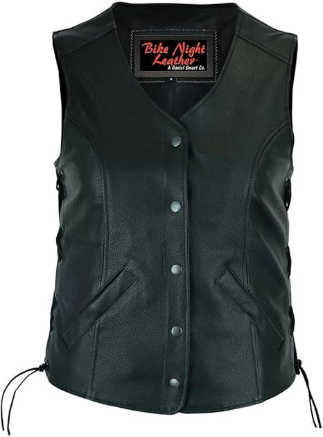 Daniel Smart Women's Faux Leather Motorcycle Vest – Side Lace Biker ...
