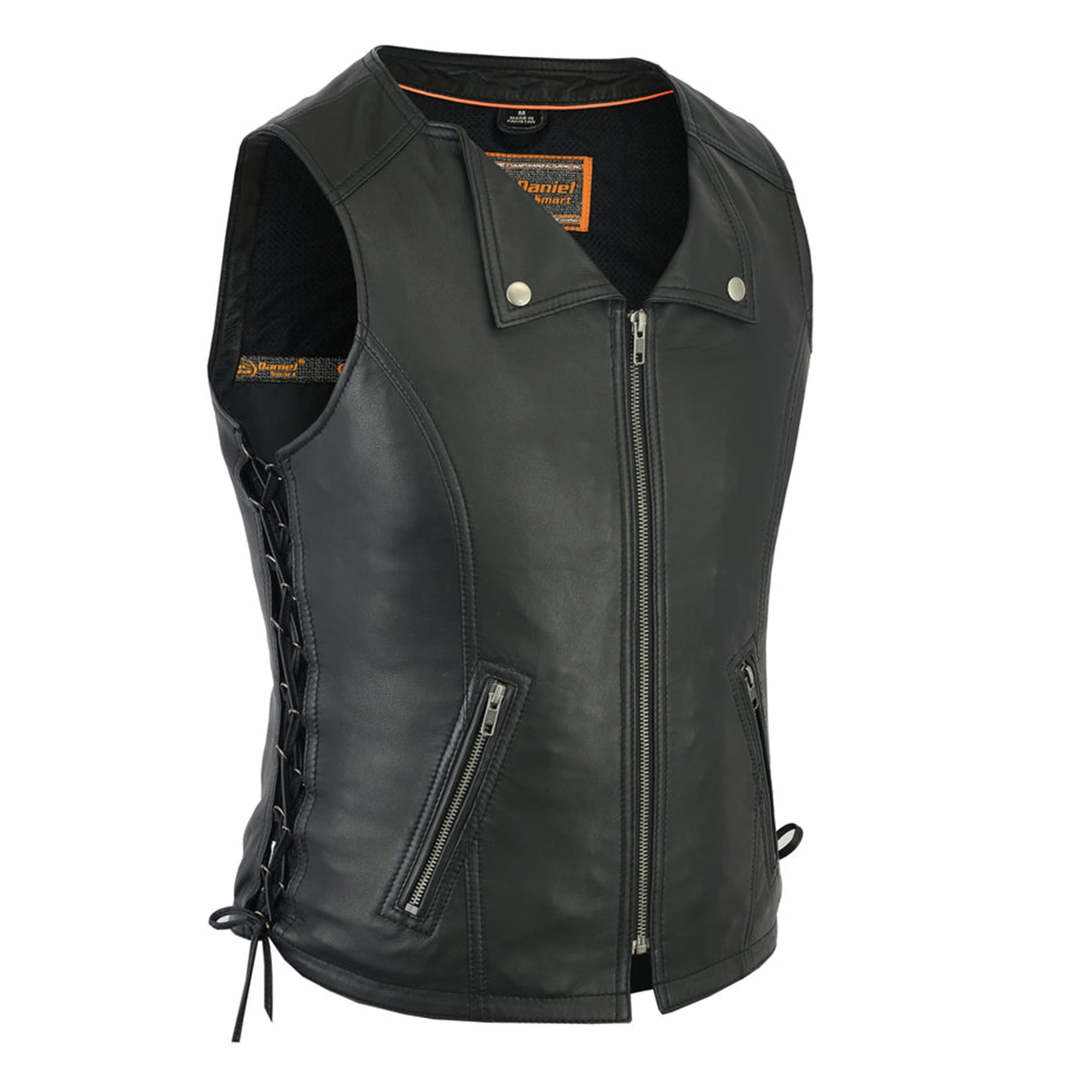 Daniel Smart Women’s snap Down Collar vest- Soft Lambskin Lightweight ...