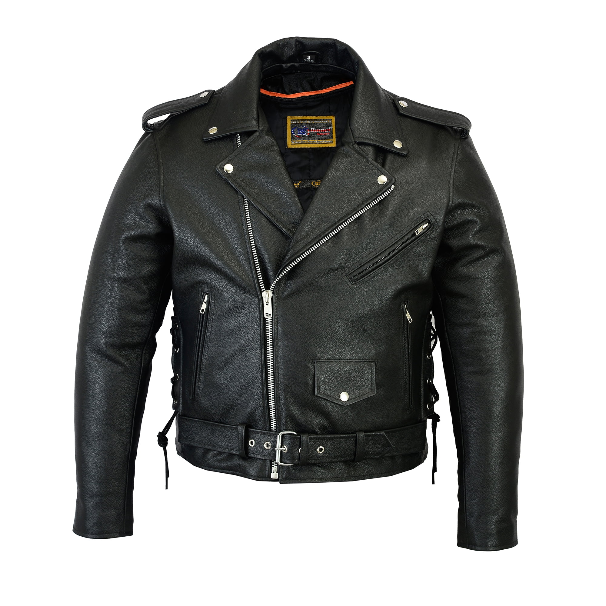 Daniel Smart XS to 12XL Classic Mens Leather Motorcycle Jacket with ...